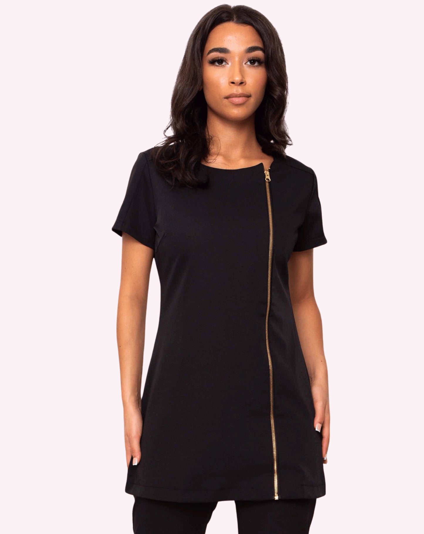 Hero Round Collar Black Beauty Work Tunic Top | Black Therapist Tunic ...