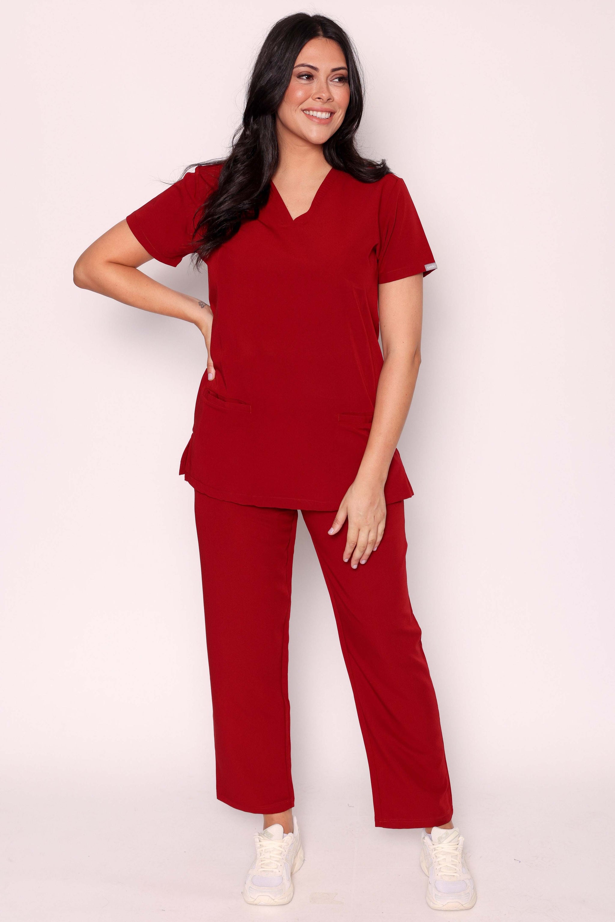 Ari & Arlo Women's Simki Scrub Set | Burgundy