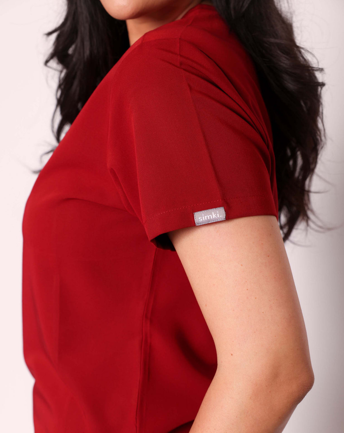 Ari Long Length Scrub Top - Burgundy