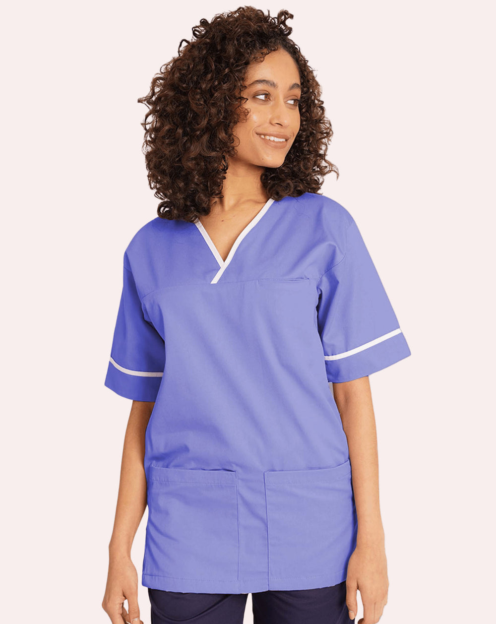 Casey Unisex Smart Scrub Tunic | Metro Blue & White