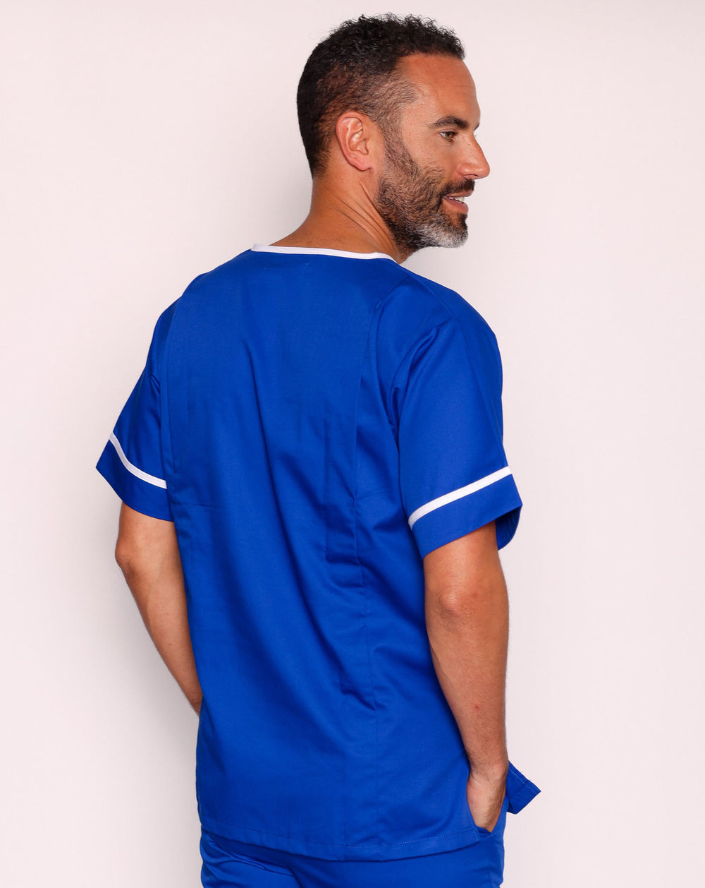 Casey Unisex Smart Scrub Tunic | Royal Blue & White