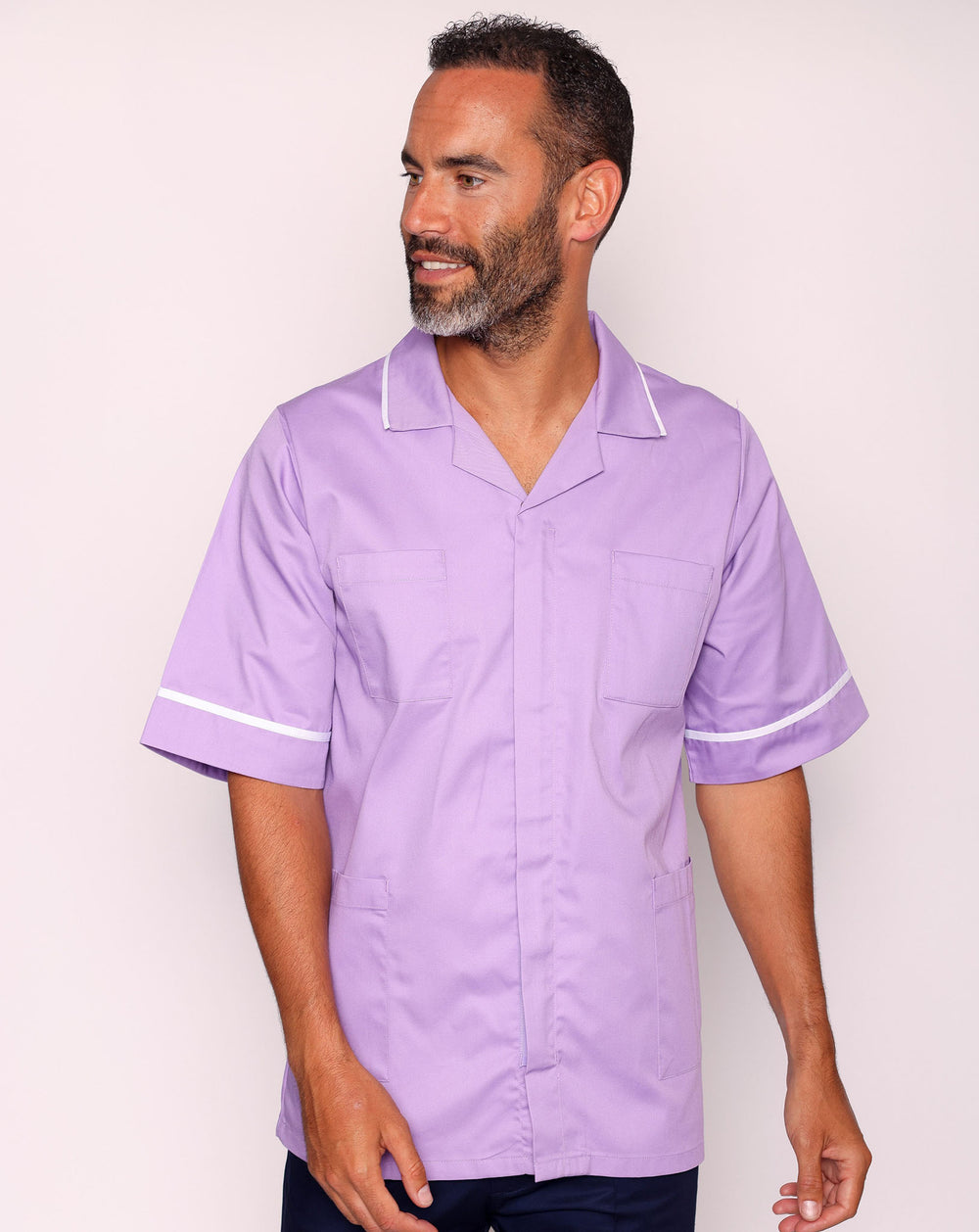 Drayford Men's Classic Healthcare Tunic | Lilac & White