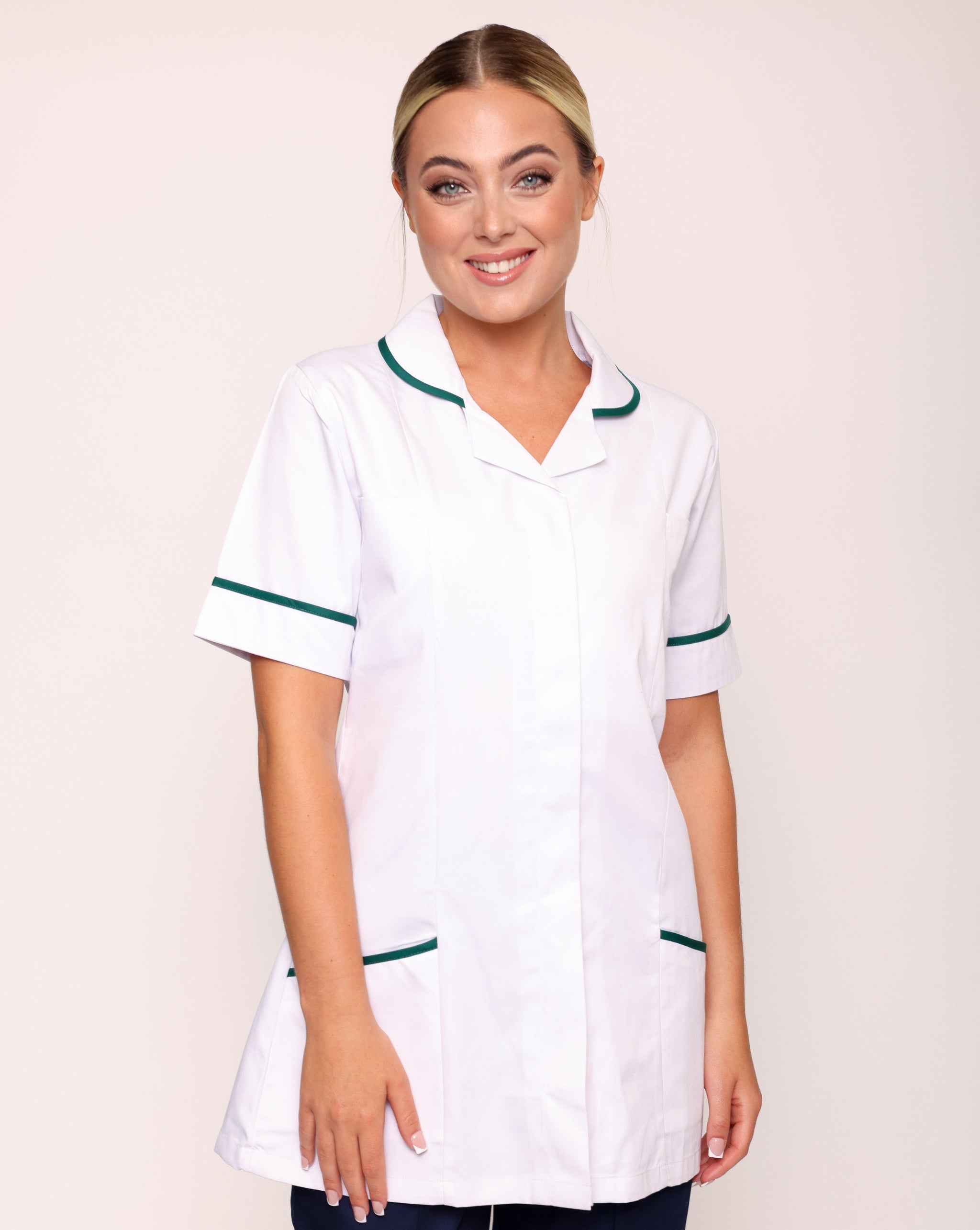 Alcott White with Trim Healthcare Tunic | Uniforms4Healthcare