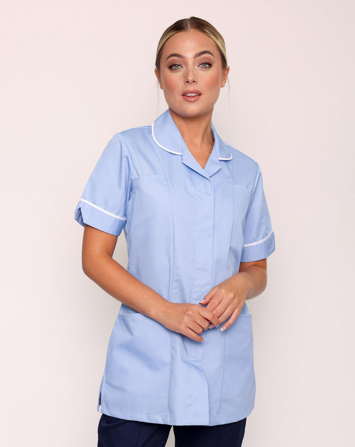 Memory Women's Classic Healthcare Tunic | Pale Blue & White